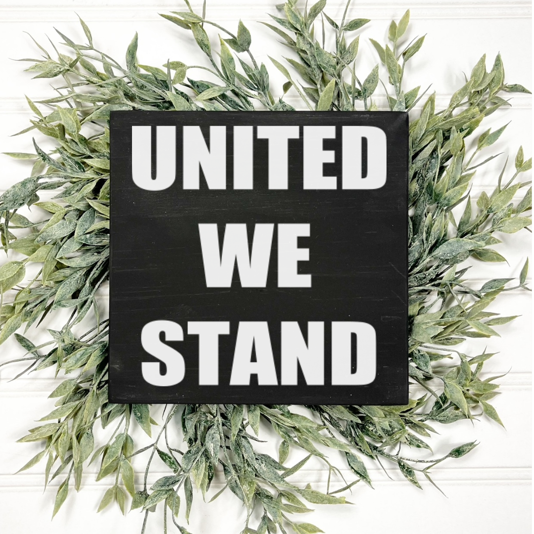 United we stand patriotic mini wood sign, USA themed decor, 4th of July ...